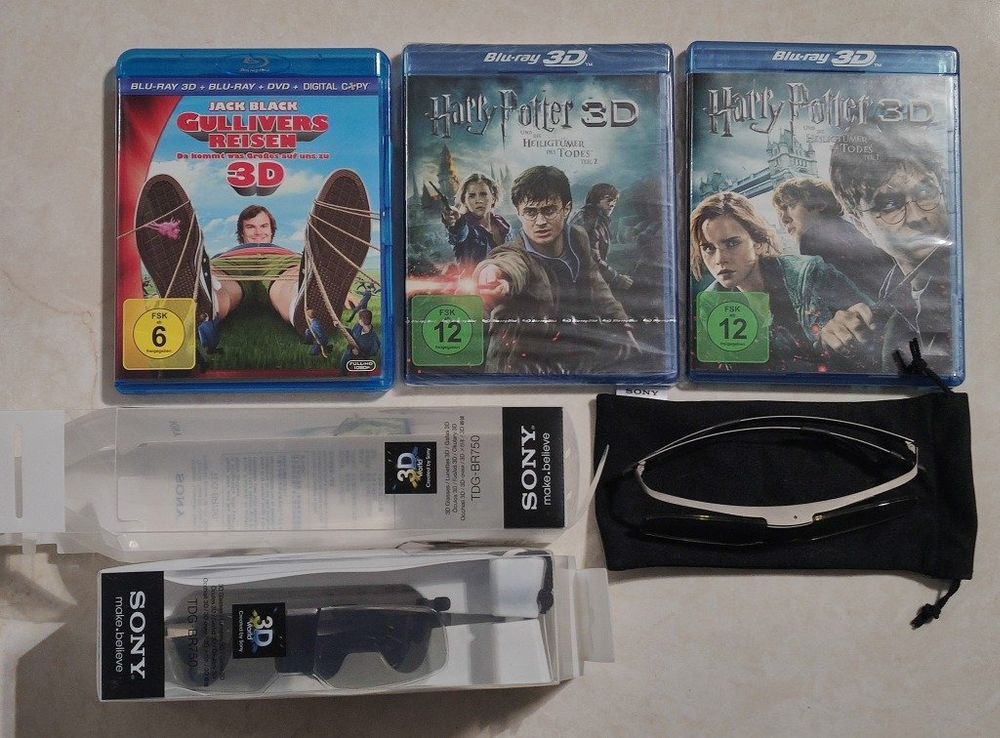 Zwei Sony 3D Brillen TDG-BR750 + 3 Blue-ray 3D DVDs (Gebraucht) in ...