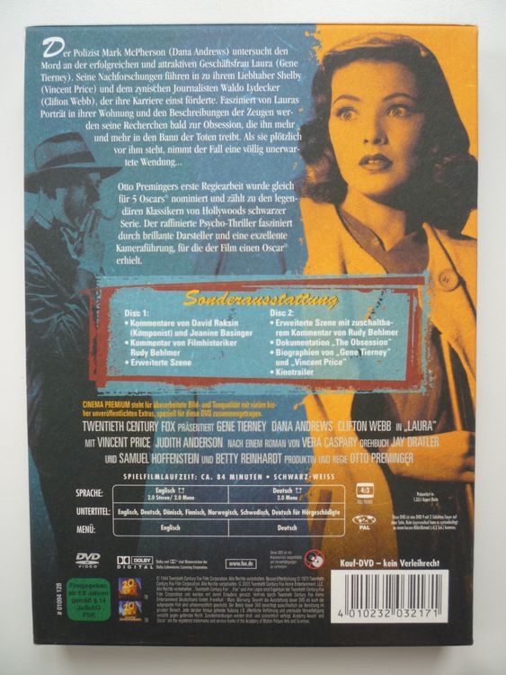 Laura Klassiker 1944 2 DVD mit Gene Tierney, Viencent Price | Kaufen auf Ricardo