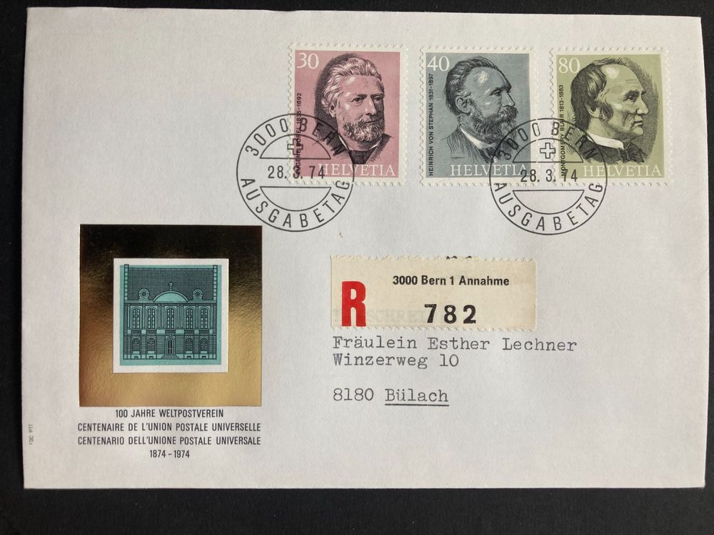 Schweiz 1974 R-FDC Satz 100 J. UPU (Gebraucht) in Liestal für CHF 1 – mit Lieferung auf Ricardo ...