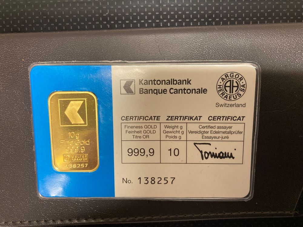 Goldbarren 10 Gramm Kantonalbank (Gebraucht) in Messen für CHF 610 – mit Lieferung auf Ricardo ...