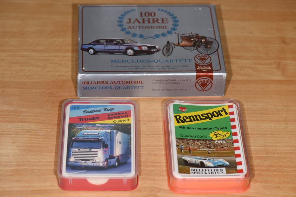 3er Set Auto Quartett Spielkarten Mercedes LKW Rennsport (Gebraucht) in ...