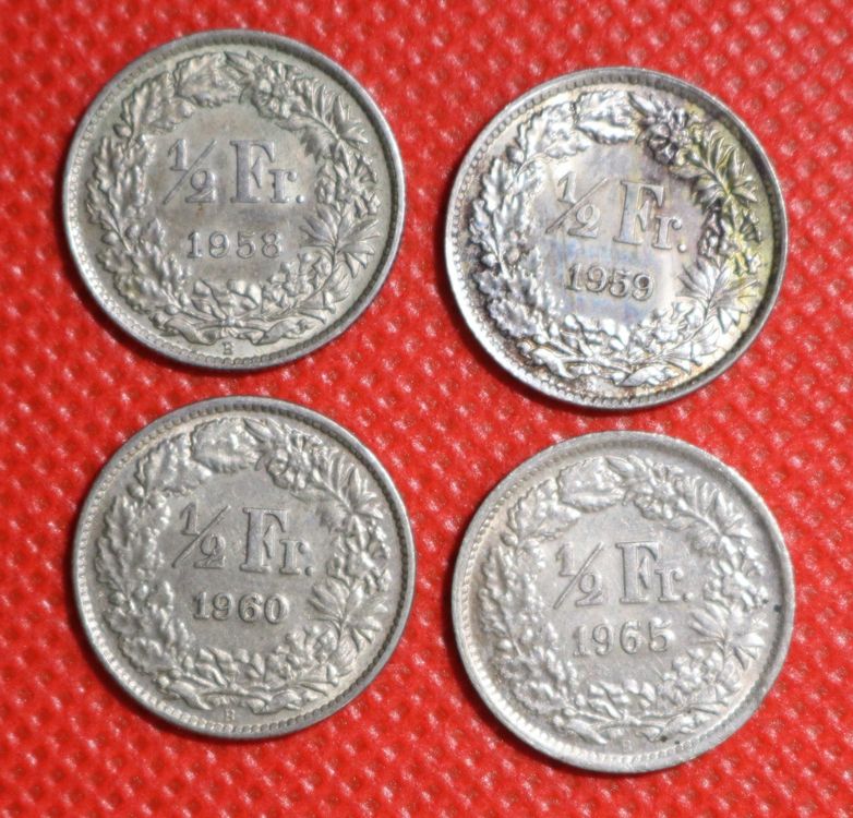 50 Rp. Lot Silbermünzen 1958, 1959, 1960, 1965 (A028) | Kaufen auf Ricardo