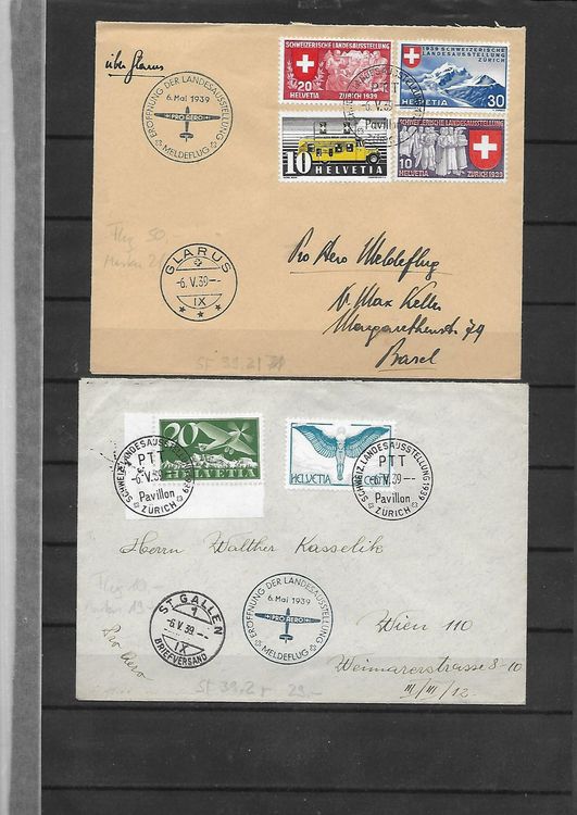 2 SF Belege 1939 SF 39.2 l + r Kat: CHF 100.- (Gebraucht) in Basel für CHF 4 – mit Lieferung auf ...