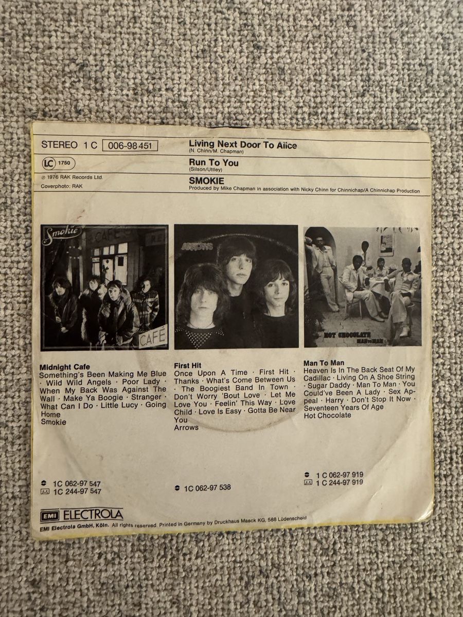 Smokie - Living Next Door To Alice - 7" Single - 70s (Gebraucht) in ...