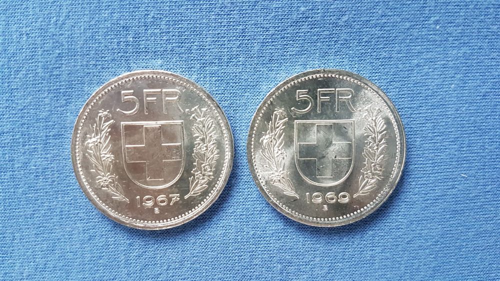 2 x 5 Franken Silbermünzen 60ger Jahre ab nur 1 Franken!! | Kaufen auf Ricardo