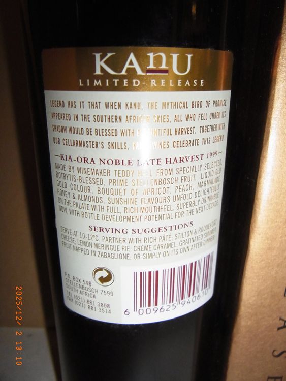 Kanu Kia-Ora Noble Late Harvest 1999 Süsswein Rarität! (Gebraucht) in ...