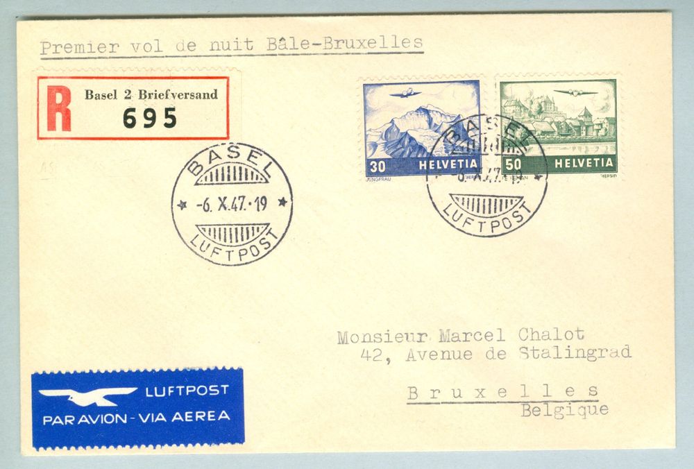 1947 Schweiz Flugpost RF (Gebraucht) in Zürich für CHF 15 – mit Lieferung auf Ricardo kaufen