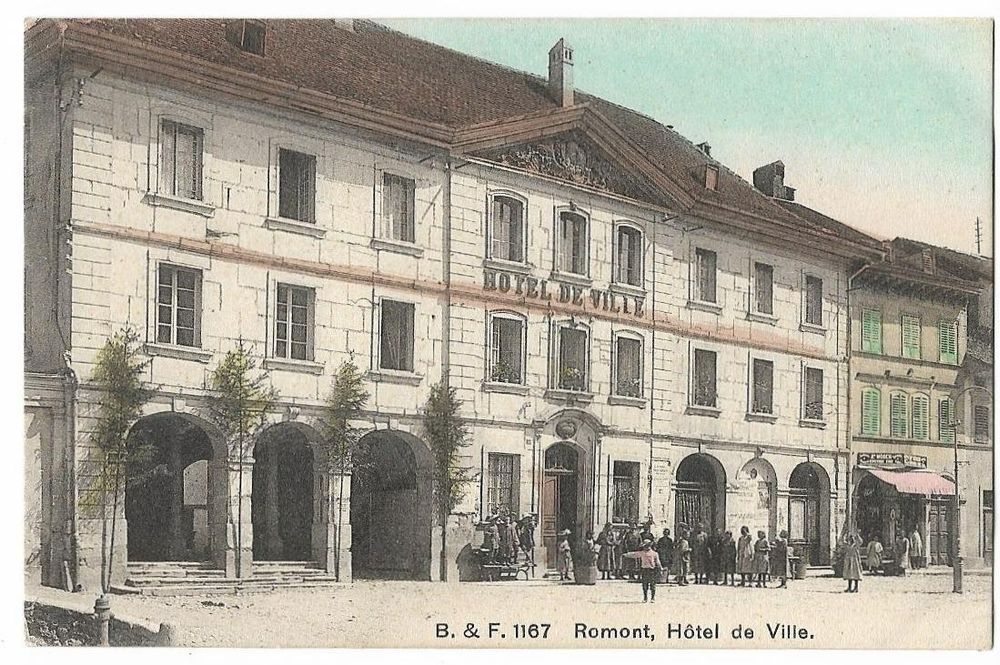 ROMONT: Hôtel de Ville et epicérie animé ~1910 (D'occasion) à Engelburg ...