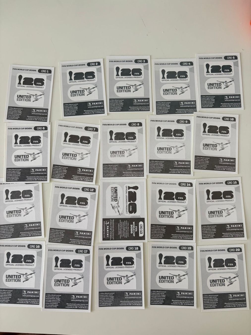 Panini-Sticker WM-2026, Team Kroatien KOMPLETT, 20 Sticker (Gebraucht ...