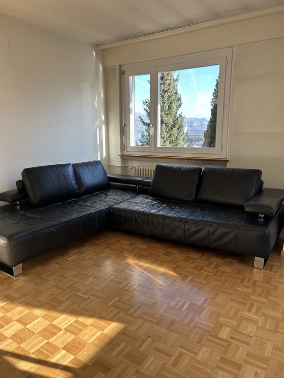 Sofa Couch Leder schwarz | Kaufen auf Ricardo
