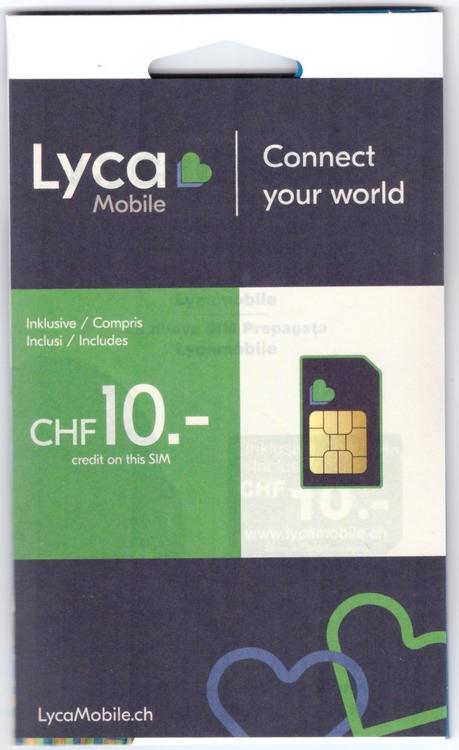 Lyca Mobile Schweizer SIM-Karte. Inklusive 10 CHF Guthaben. (Neu und ...
