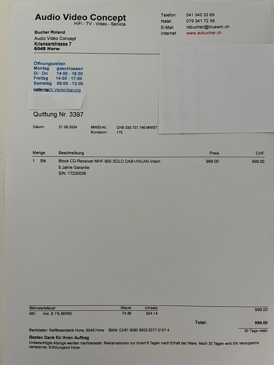 Block Receiver MHF-900 SOLO CD-Player / Internet/DAB+ Radio (Neu (gemäss Beschreibung)) in ...