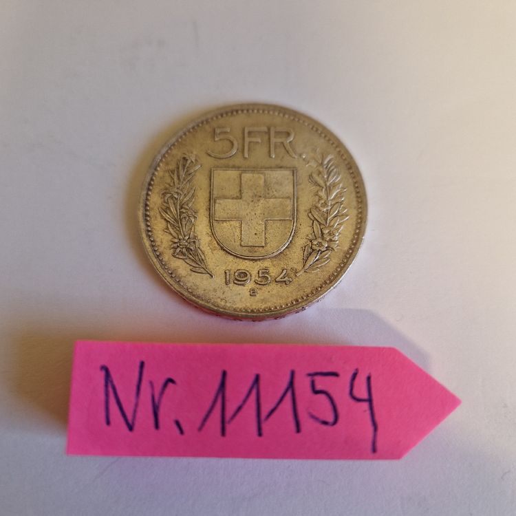 Silbermünze CH 5 Fr. 1954 B (Gebraucht) in Stans für CHF 14 – mit Lieferung auf Ricardo kaufen