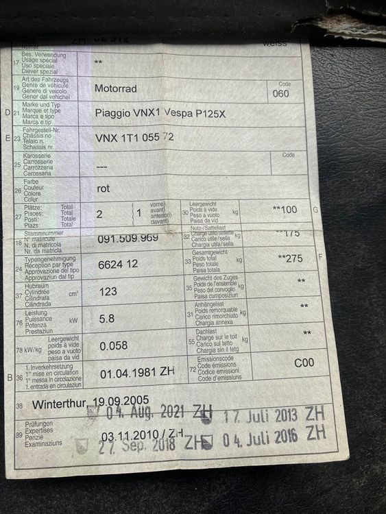 Vespa P125X von 1981 (Gebraucht) in Winterthur für CHF 2304 – nur Abholung auf Ricardo kaufen