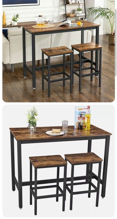 +VASAGLE Esstisch, Bartisch Metall, Barhocker Retro Modern (Neu und originalverpackt) in ...