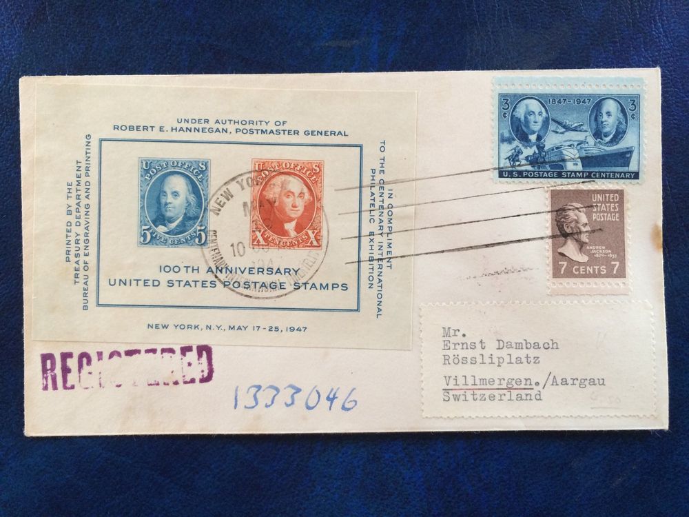 Brief Beleg 1947 100TH Anniversary Stamps R.E.Hannegan USA (Gebraucht ...