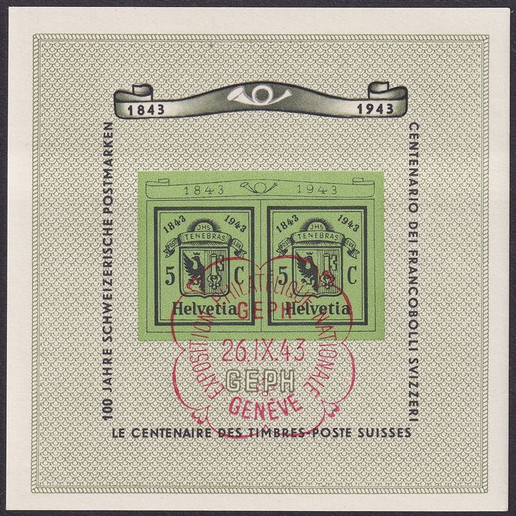 1943, Genfer-Block W18 gestempelt SBK: 60.- | Kaufen auf Ricardo