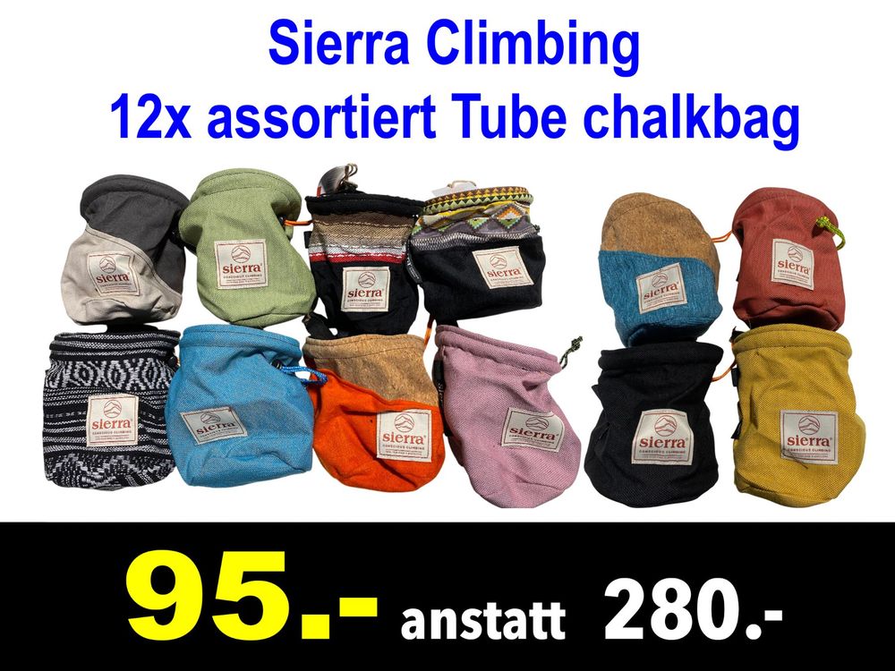 🔴 Kreidebeutel 12x assortiert SIERRA Climbing Tube /720z (Neu und ...