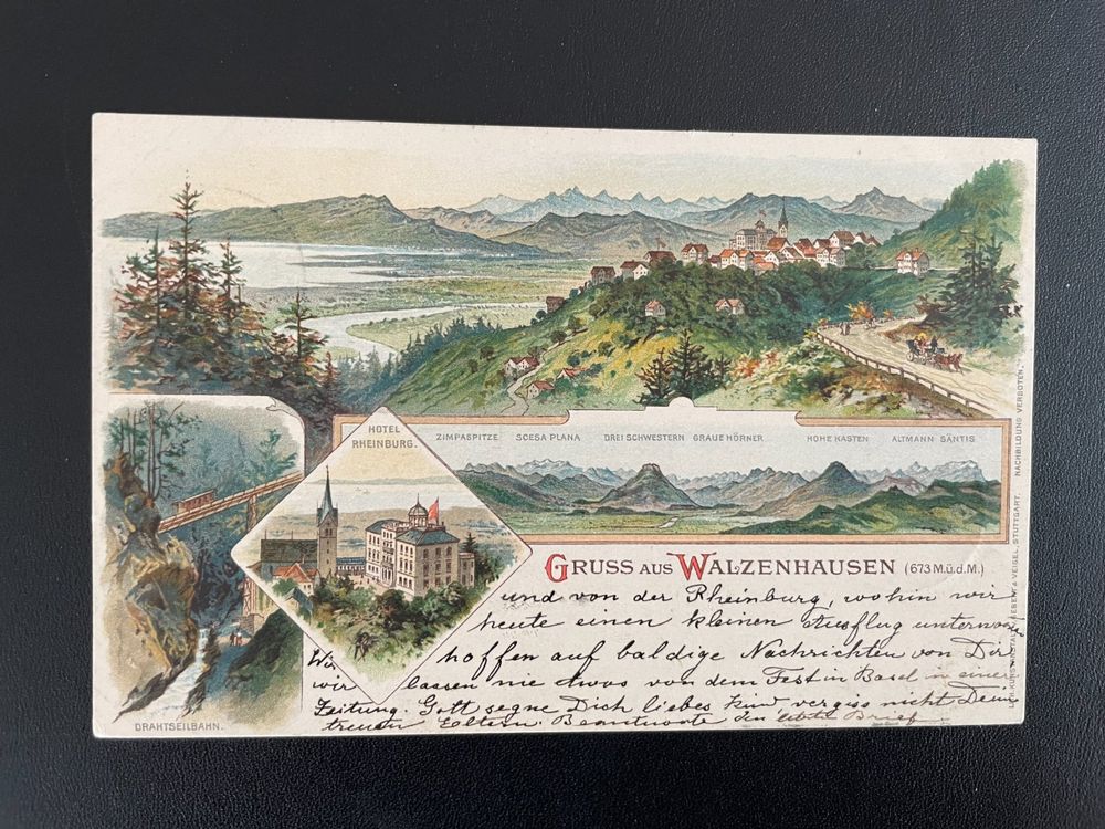 AK AR Walzenhausen, Hotel Rheinburg, Blick ins Rheintal (Gebraucht) in Thal für CHF 9 – mit ...