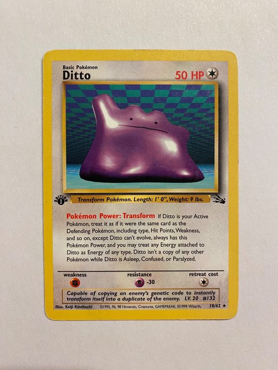 Pokémon Sammelkarte Ditto 1. Edition rare - Fossil | Kaufen auf Ricardo
