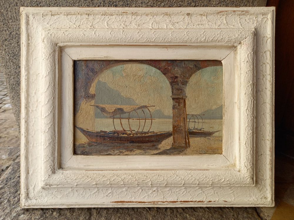 joli petit tableau à l'huile paysage italien signature illis (D ...