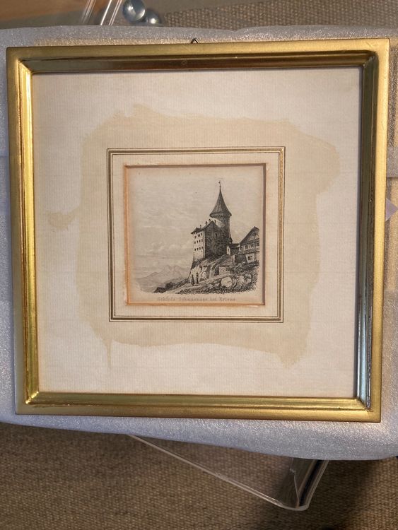 Stahlstich Schloss Schauensee bei Kriens mit Goldrahmen (Gebraucht) in Gümligen für CHF 16 – mit ...