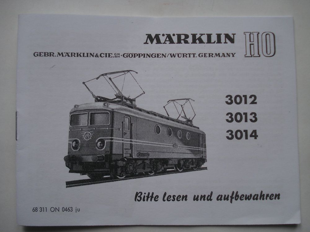 Märklin Betriebsanleitung 3012 (Gebraucht) in Frauenfeld für CHF 6 – mit Lieferung auf Ricardo ...