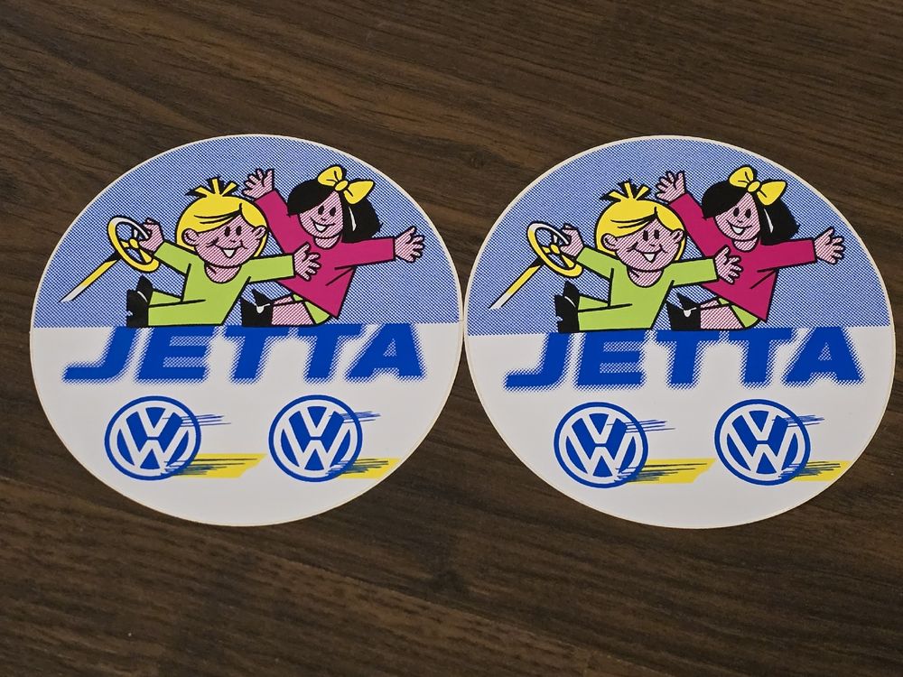 2 Vintage VW Jetta Stickers, 10cm Diameter (Neu (gemäss Beschreibung ...