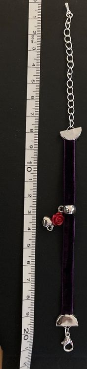 Bracelet en velours violet charm rose et cœur (Neu und originalverpackt ...