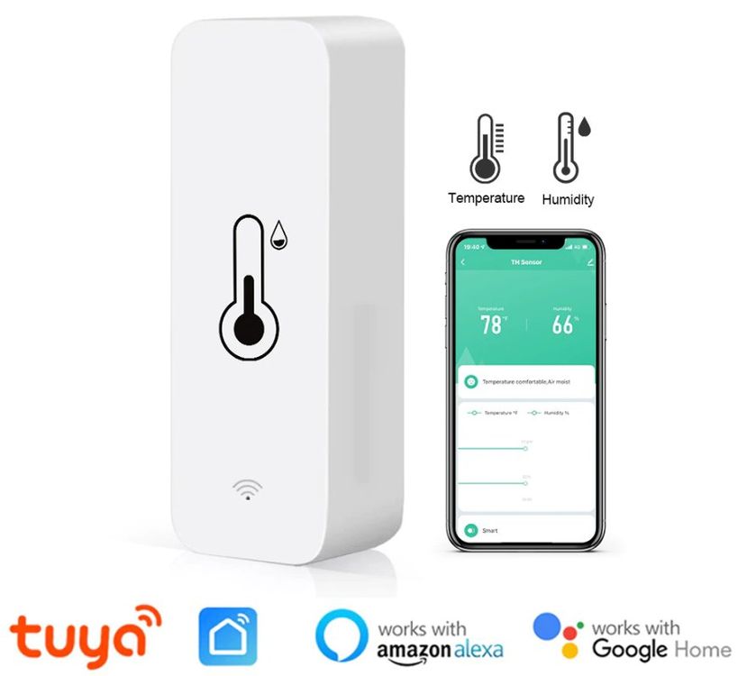 Temperatursensor Feuchtigkeitssensor WIFI Google Smart Home (Neu und originalverpackt) in ...