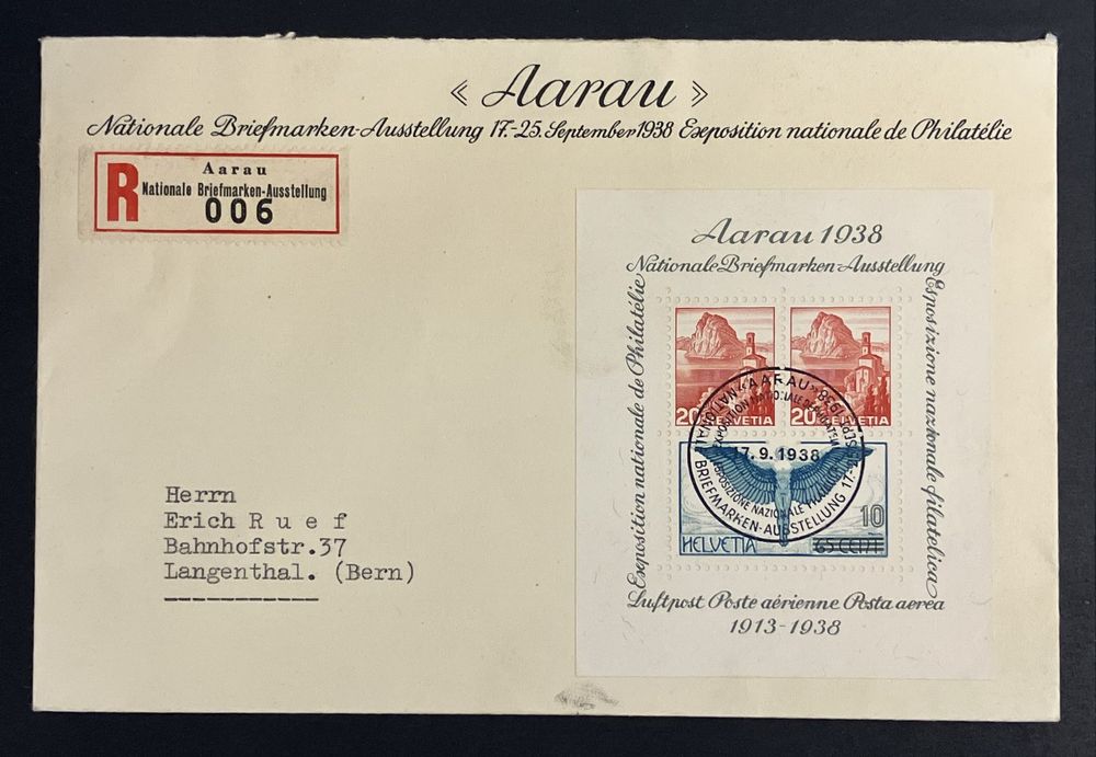 BLOCK AARAU 1938 FDC (Gebraucht) in Oberwil BL für CHF 9 – mit Lieferung auf Ricardo kaufen