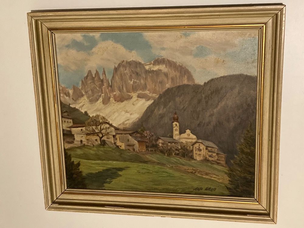 Anso Weise (1895-1986) Landschaftsgemälde mit Berge, Dorf (Gebraucht ...