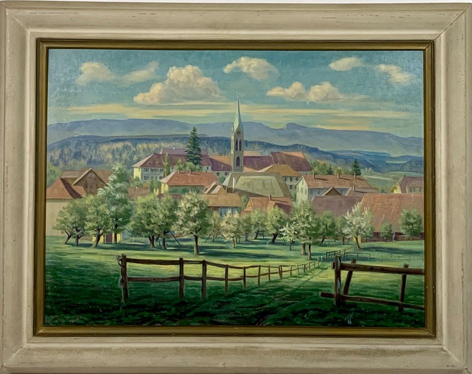 H. Schürmann Dorf Ansicht grosses Gemälde (Gebraucht) in Root für CHF 30 – mit Lieferung auf ...