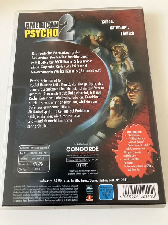 American Psycho 2 (DVD) Mila Kunis, William Shatner, (Gebraucht) in ...