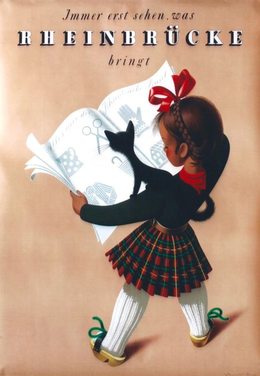 RHEINBRUECKE BASEL 1945 Gritli +Katze - Original Plakat (Gebraucht) in Blonay für CHF 685 – mit ...