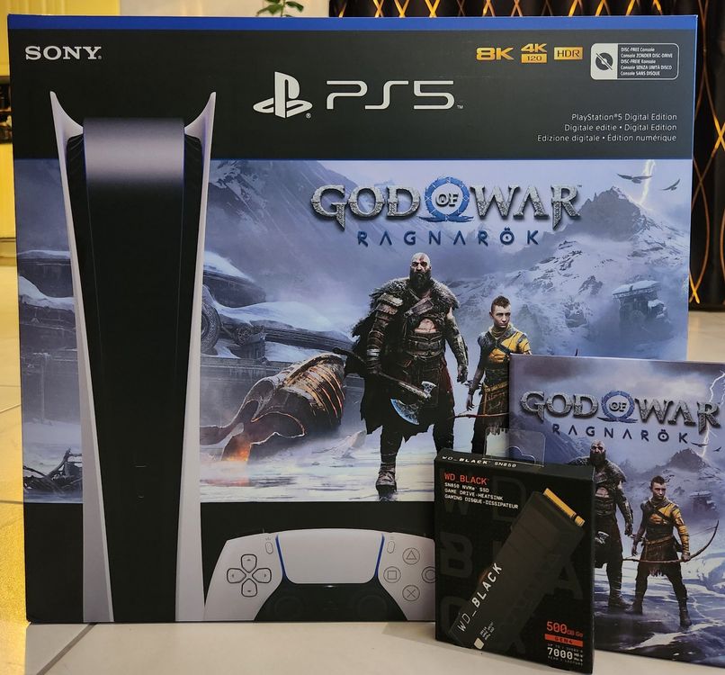 PS5 Digital - Ragnarok Bundle + WD SN850 500GB SSD (Neu und ...