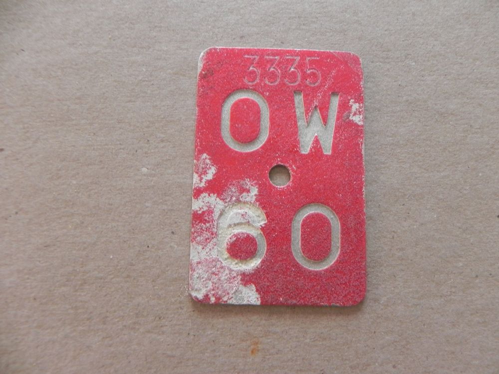 Velonummer Rad Velo Nummer OW 60 Obwalden 1960 Geschenk (Gebraucht) in ...