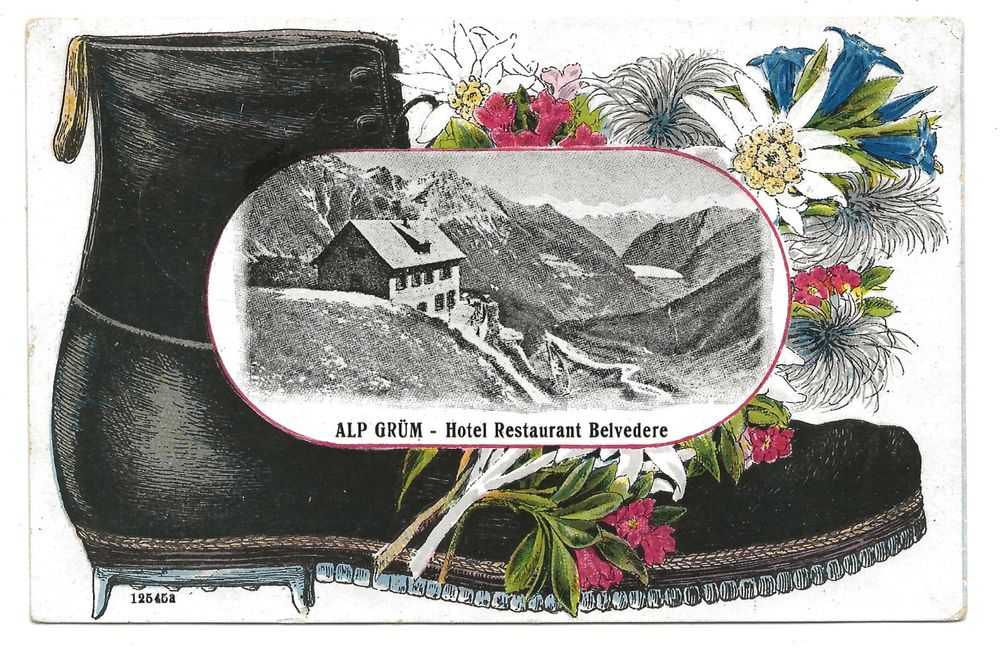 Alp Grüm (GR) Hotel Restaurant Belvedere Passepartout-Litho (Gebraucht ...