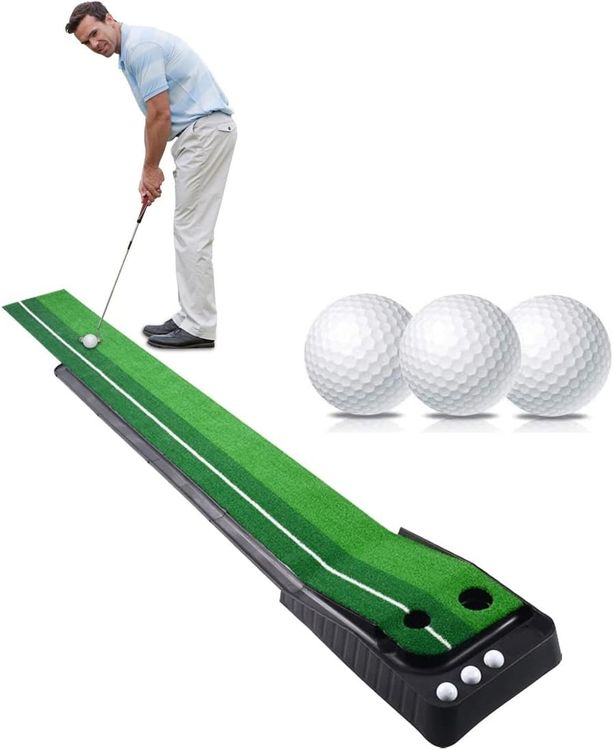 Golf Putting Matte 3 m mit Ballrückgabe inkl. 3 Bälle (Neu und ...