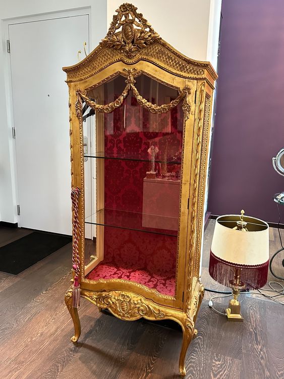 Vitrine Barock Gold mit Glastablare | Kaufen auf Ricardo
