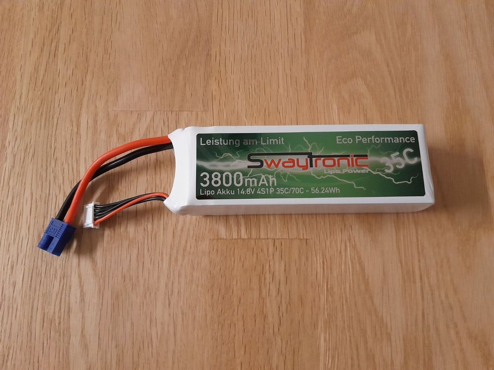 LiPo Akku 4S 14.8V 3800 mAh 35C/70C EC3 Swaytronic - NEU | Kaufen auf Ricardo