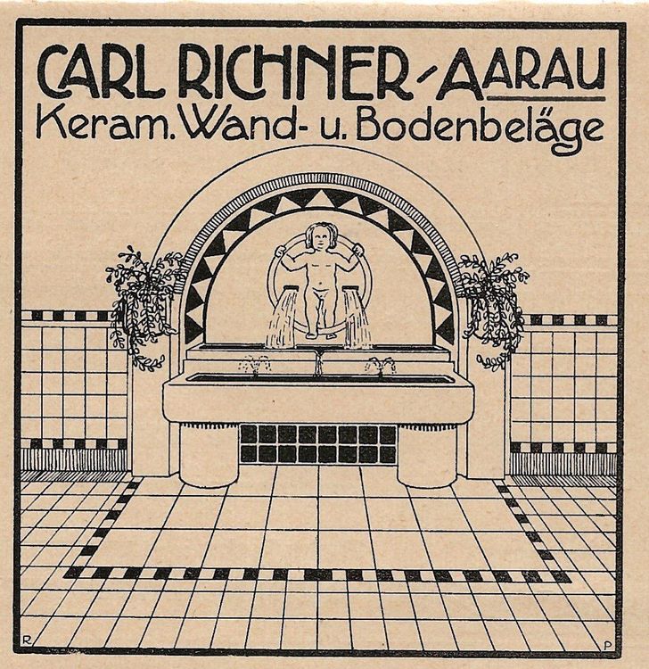 Vintage Reklame, Aarau, Carl Richner, Keramik, 1925 (D'occasion) à ...
