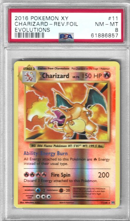 PSA 8 Glurak Charizard Evolutions Rev. Holo #11/108 Pokemon | Acheter sur Ricardo