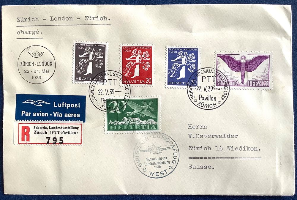 1939 R- Flugpost Swissair Europaflug West Zürich - London | Kaufen auf Ricardo