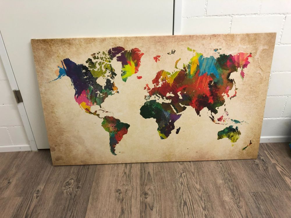 Großes Wandbild, farbige Weltkarte | Kaufen auf Ricardo