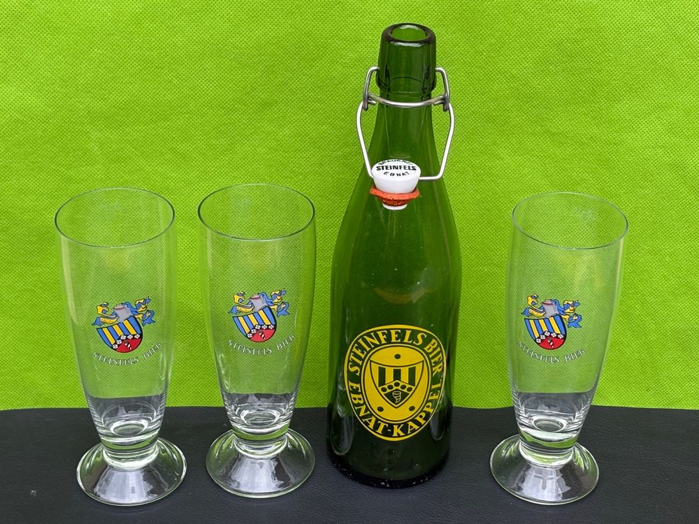 3 alte Biergläser und 1 Flasche BRAUEREI STEINFELS EBNAT (Gebraucht) in ...