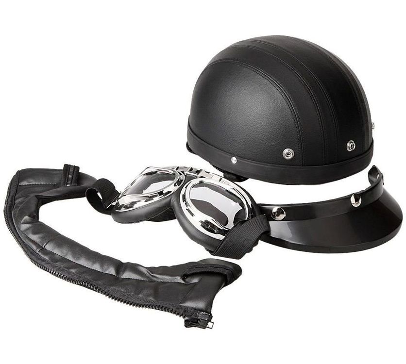 Halbschalenhelm Topfhelm retro Mofa- Vespahelm schwarz | Kaufen auf Ricardo