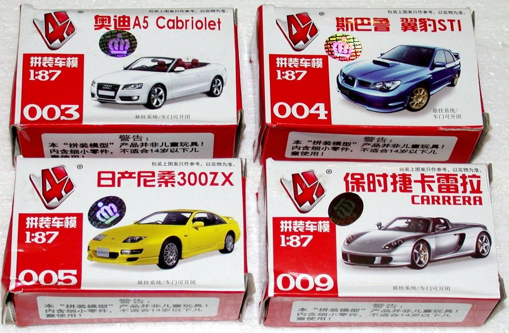 1:87 Collection 4x 4D PUZZLE MODELS AUTO KIT (Neu und originalverpackt ...