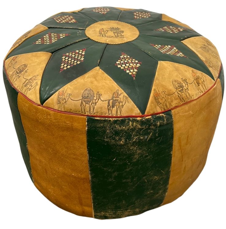 70/80 Jahre Hocker Pouf Leder Hocker Kamel Hocker (Gebraucht) in ...