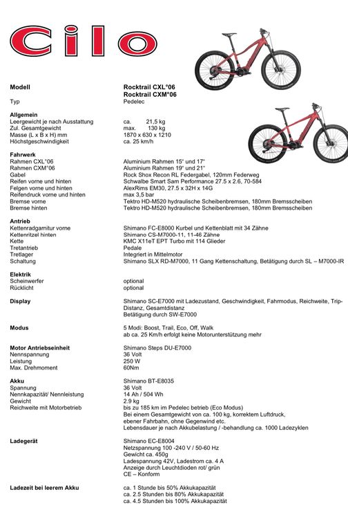 CILO ROCKTRAIL CXM°06 15 Zoll (MY2020) E-Bike (Gebraucht) in Einsiedeln ...